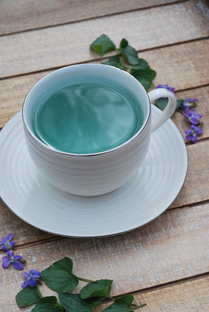 Beautiful blue tea with foraged violets | indie herbalist